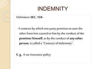 Indeminity and guarantee | PPTX