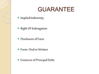 Indeminity and guarantee | PPTX