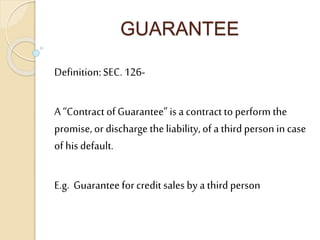 Indeminity and guarantee | PPT