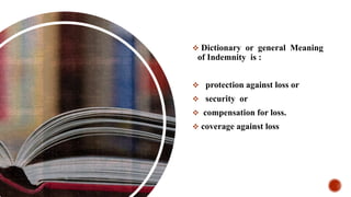 Contract law. Indemnity | PPTX