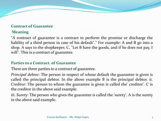 Indemnity and guarantee | PPTX | Personal Finance