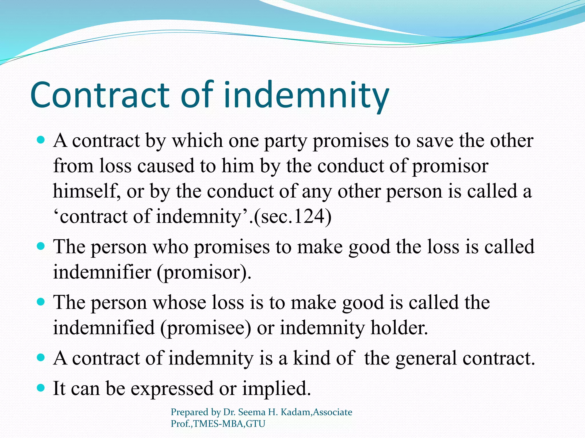 Indemnity and guarantee | PPTX