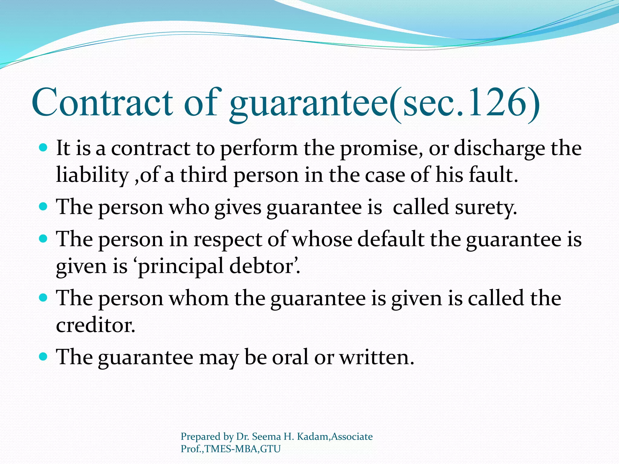 Indemnity and guarantee | PPTX