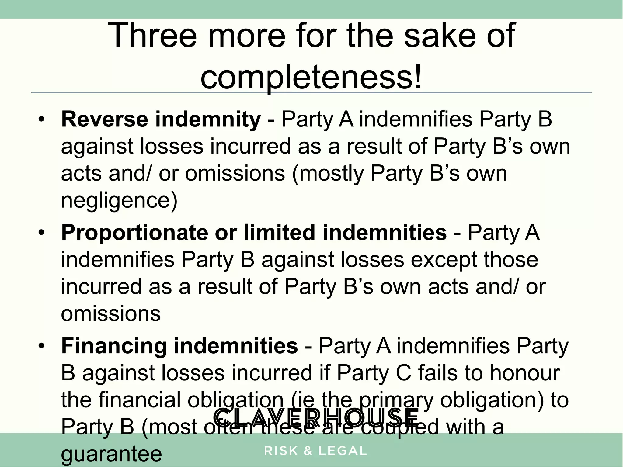 Indemnity clauses - what they are, how they work and how to make them ...