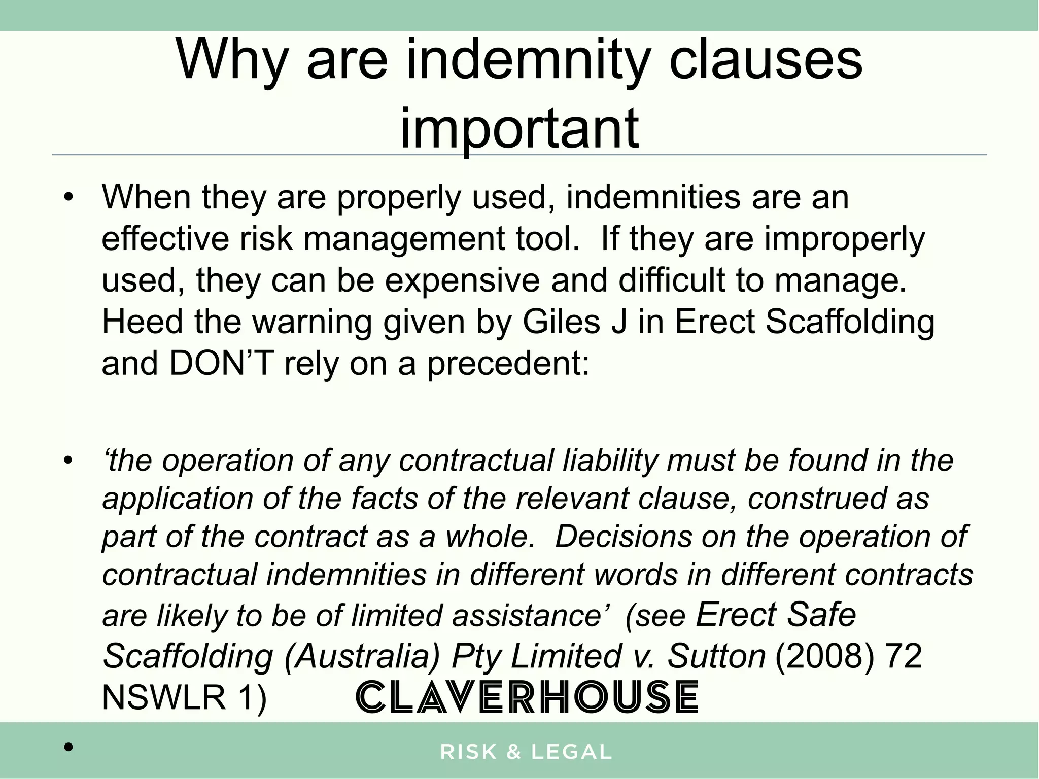 Indemnity clauses - what they are, how they work and how to make them ...