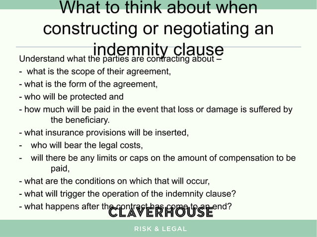 Indemnity clauses - what they are, how they work and how to make them ...