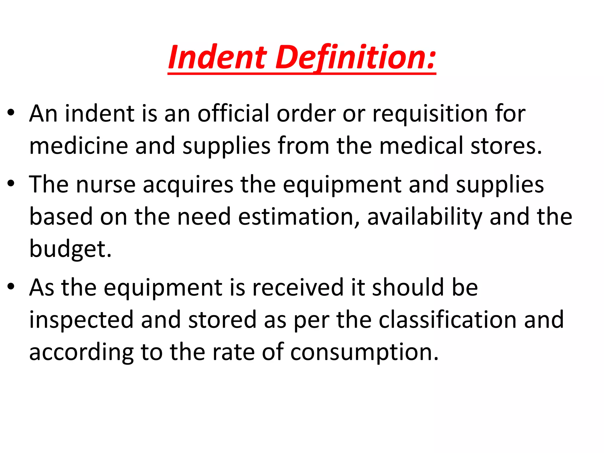 Indenting and maintenance of inventory | PPTX