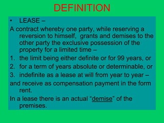 Leases of Immovable Property | PPT
