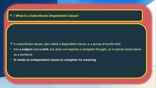 independant clause and subordinate claus | PPTX