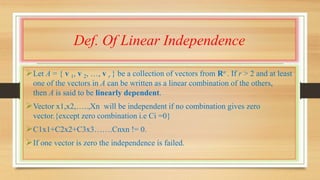 Independence, basis and dimension | PPTX
