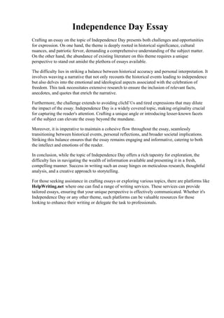 Independence Day Essay. 75 Years Of Independence Essay / Independence ...