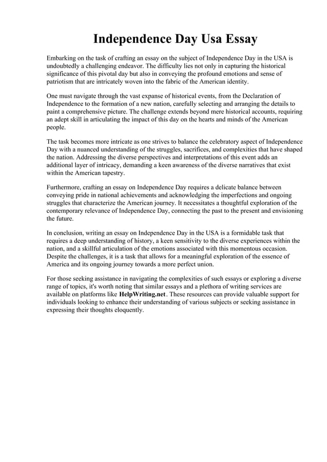 Independence Day Usa Essay | PDF