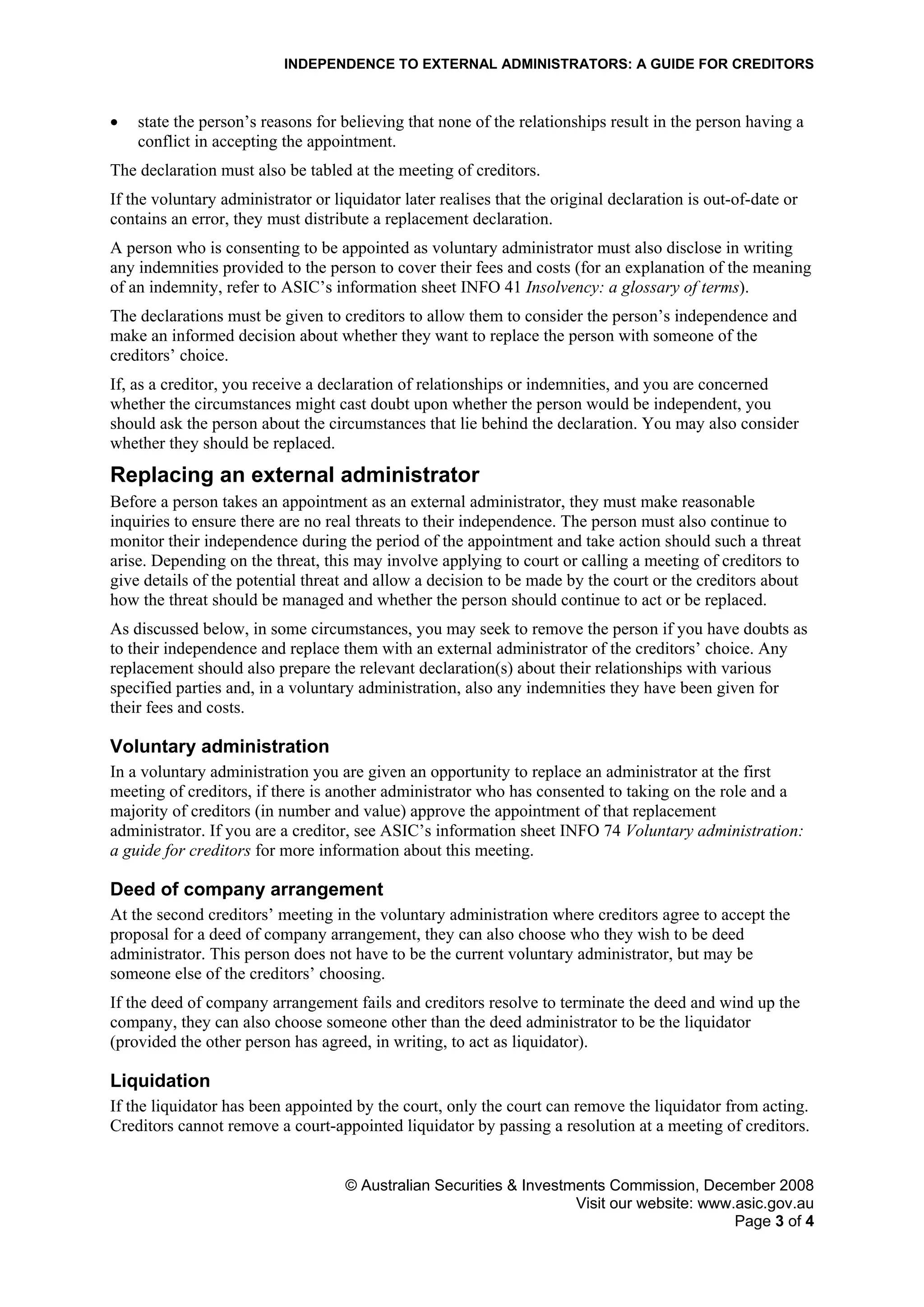 Independence of external administrators | PDF