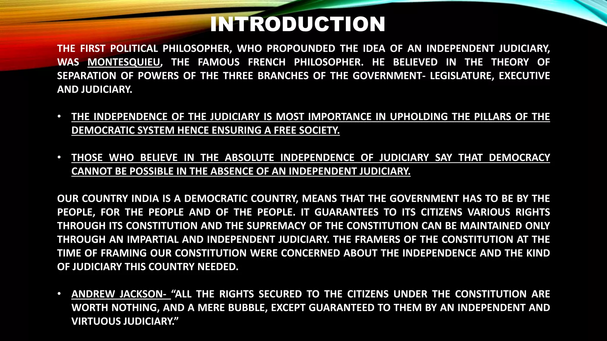 ''Independence of Indian judiciary and supreme court of India'' | PPTX