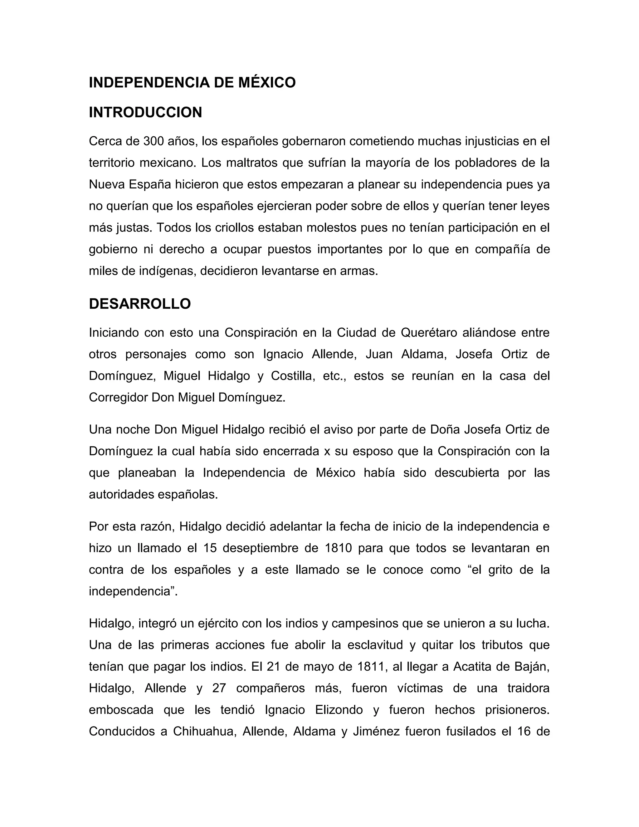 Independencia de méxico | DOCX
