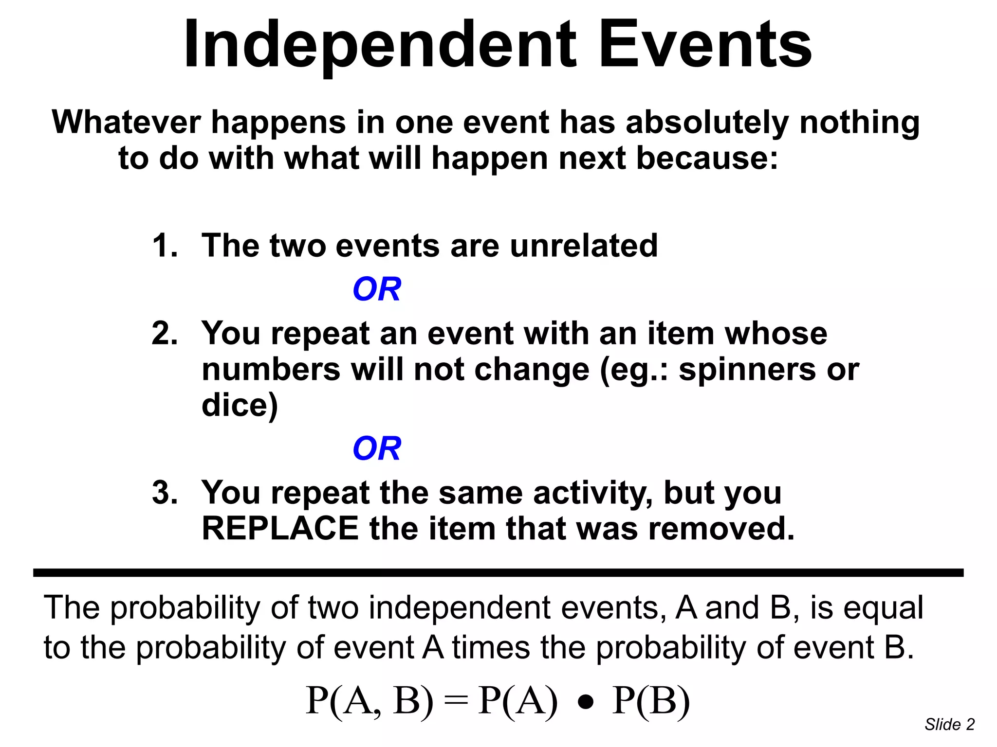 Independent and dependent events notes | PPTX