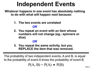Independent and dependent events notes | PPTX