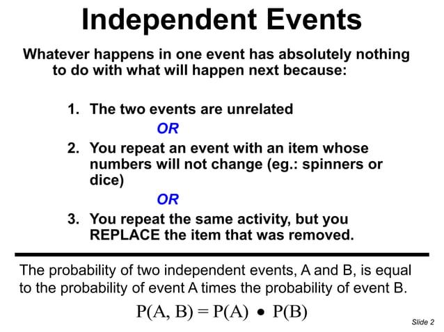 Independent and dependent events notes | PPTX