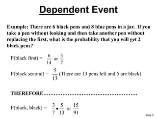 Independent and dependent events notes | PPTX