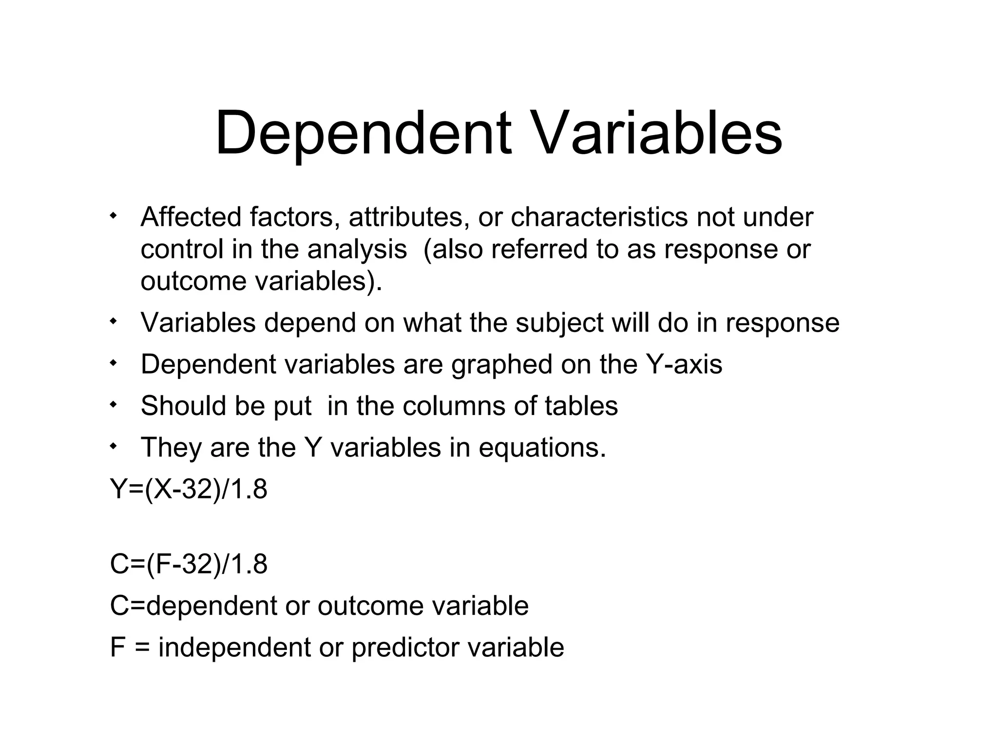 Independent and dependent variables | PDF