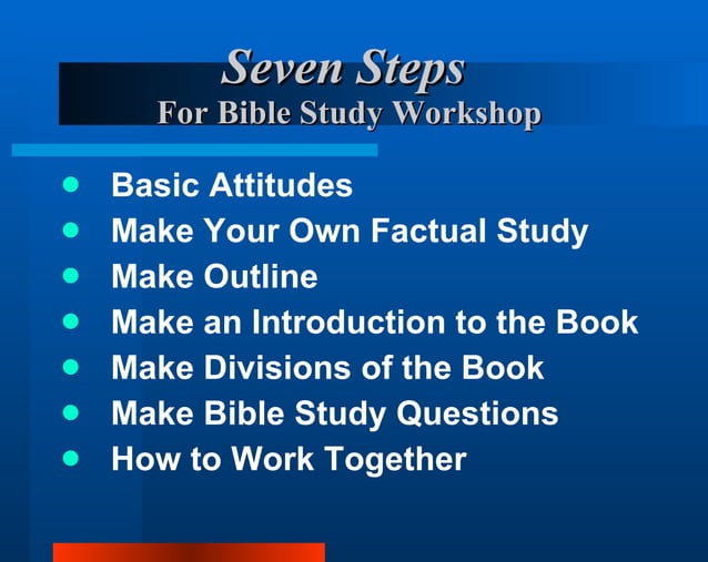 Independent Bible Study Workshop at Bonn UBF by Mark Yang | PPT ...