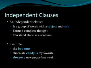 Joining Independent Clauses | PPT