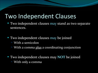 Joining Independent Clauses | PPT