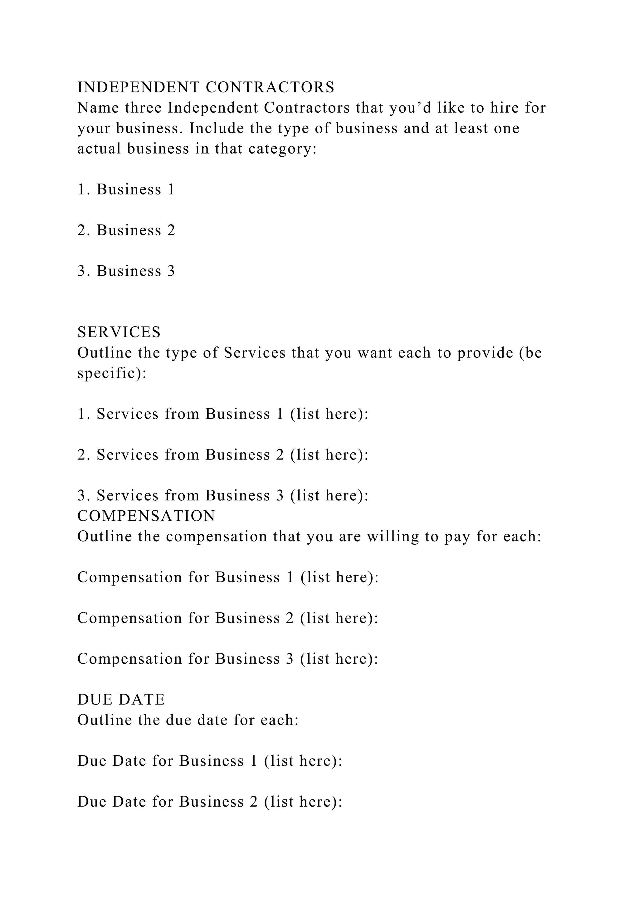 INDEPENDENT CONTRACTORWORKSHEET & AGREEMENTSPart I. Worksheet.docx