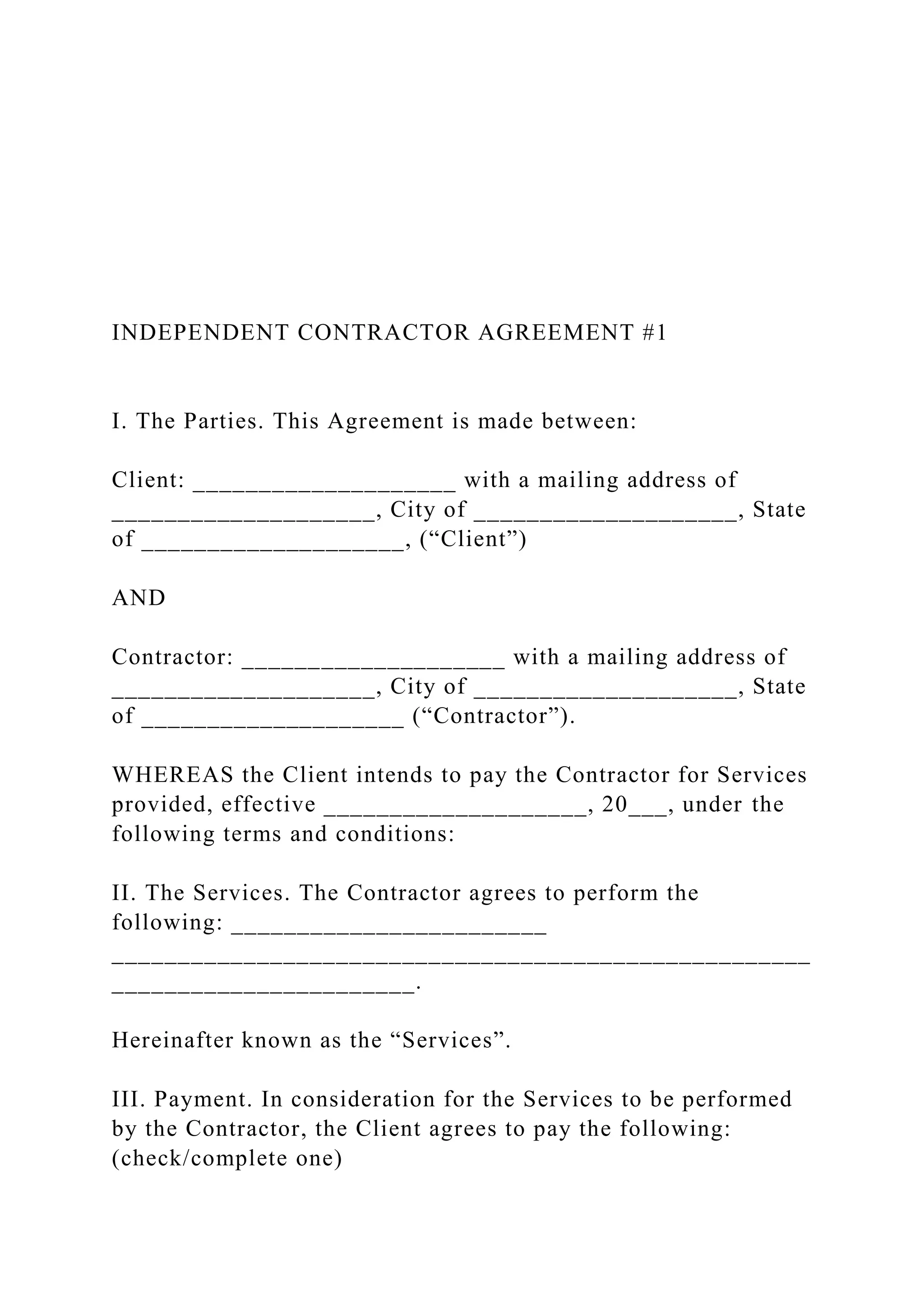 INDEPENDENT CONTRACTORWORKSHEET & AGREEMENTSPart I. Worksheet.docx