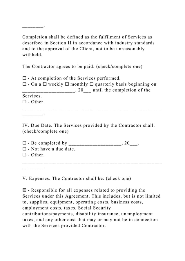INDEPENDENT CONTRACTORWORKSHEET & AGREEMENTSPart I. Worksheet.docx ...