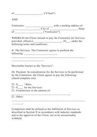 INDEPENDENT CONTRACTORWORKSHEET & AGREEMENTSPart I. Worksheet.docx