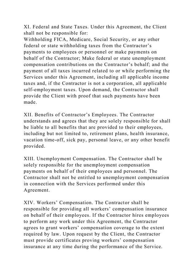 INDEPENDENT CONTRACTORWORKSHEET & AGREEMENTSPart I. Worksheet.docx ...