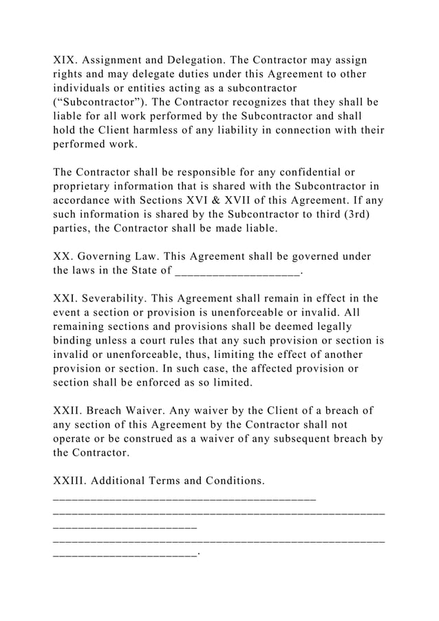 INDEPENDENT CONTRACTORWORKSHEET & AGREEMENTSPart I. Worksheet.docx ...