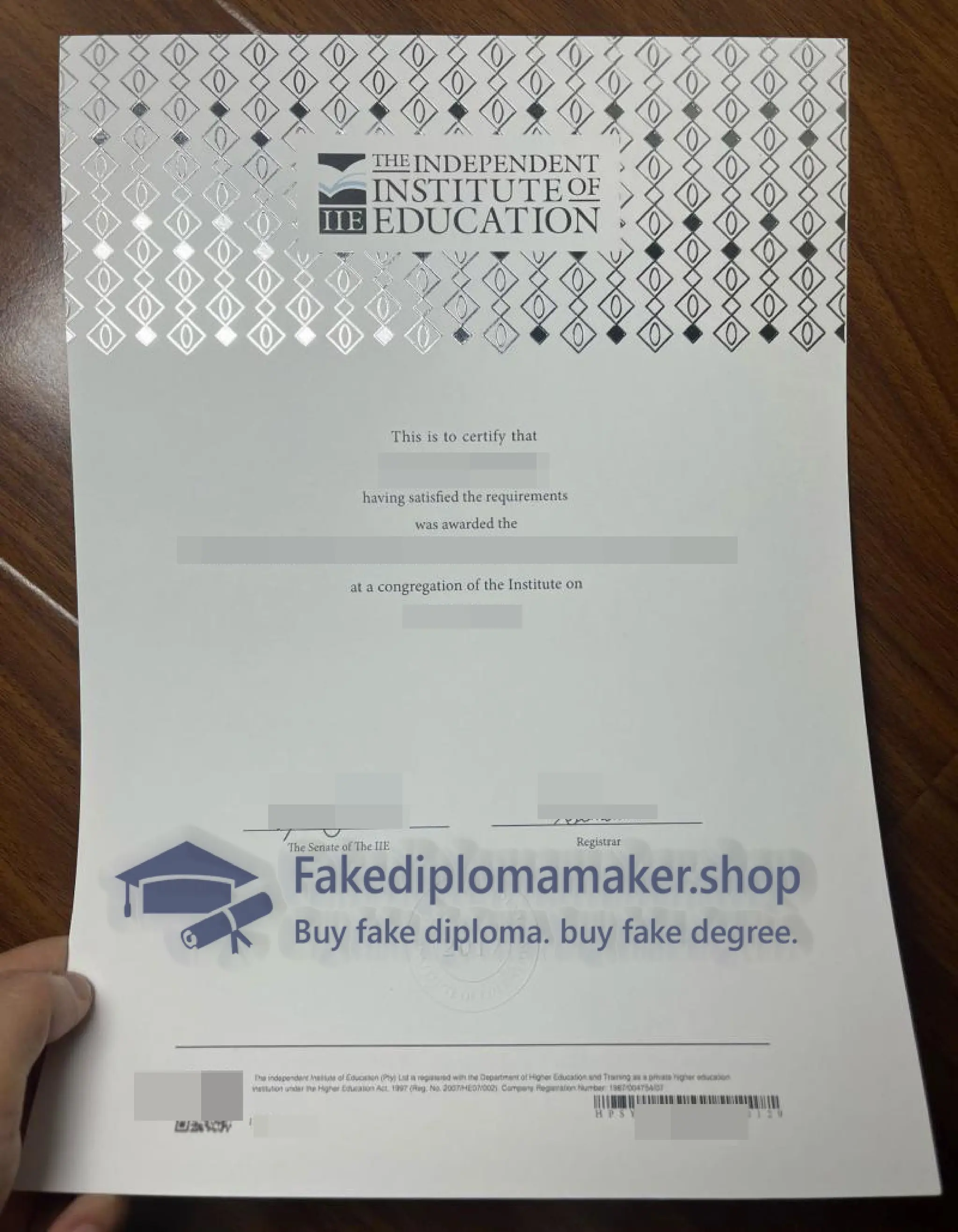 Independent Institute of Education diploma, buy IIE certificate | PDF