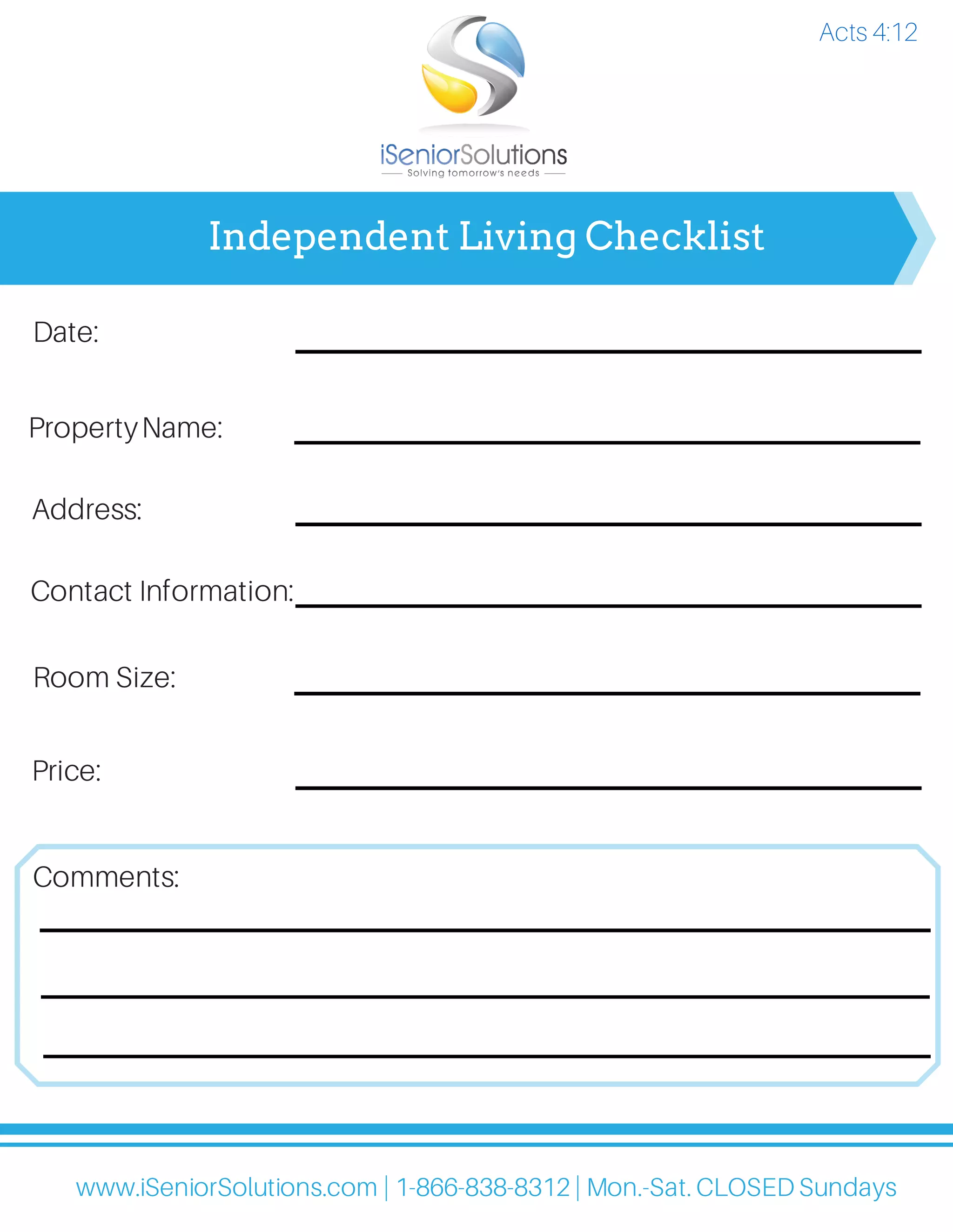 Independent Living Checklist | PDF