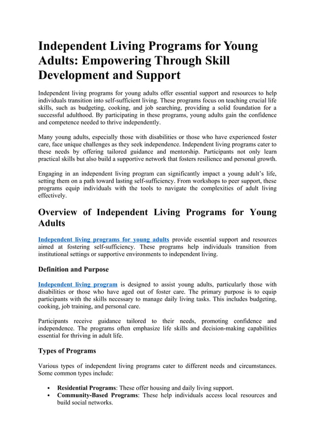 Independent Living Programs for Young Adults Empowering Through Skill Development and Support.docx
