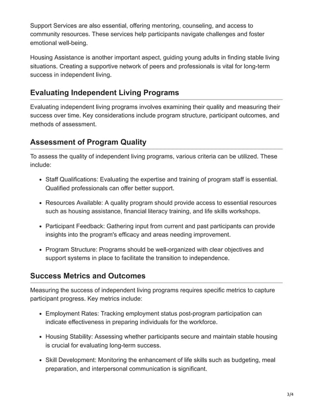 Independent Living Programs for Young Adults Empowering Transition to ...