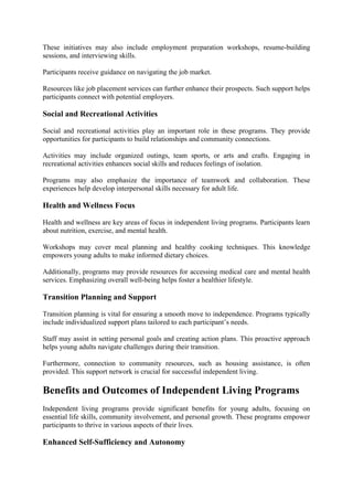 Independent Living Programs for Young Adults Essential Pathways to Self ...