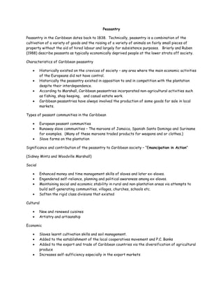 Independent peasantry caribbean studies | PDF
