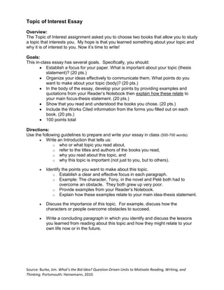 Independent reading essay presentation assignment | PDF