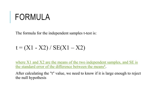 Independent Samples t-test.pptx | Standardized Testing | Educational ...