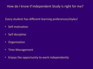 Independent Studies and Learning Contracts Presentation | PPTX