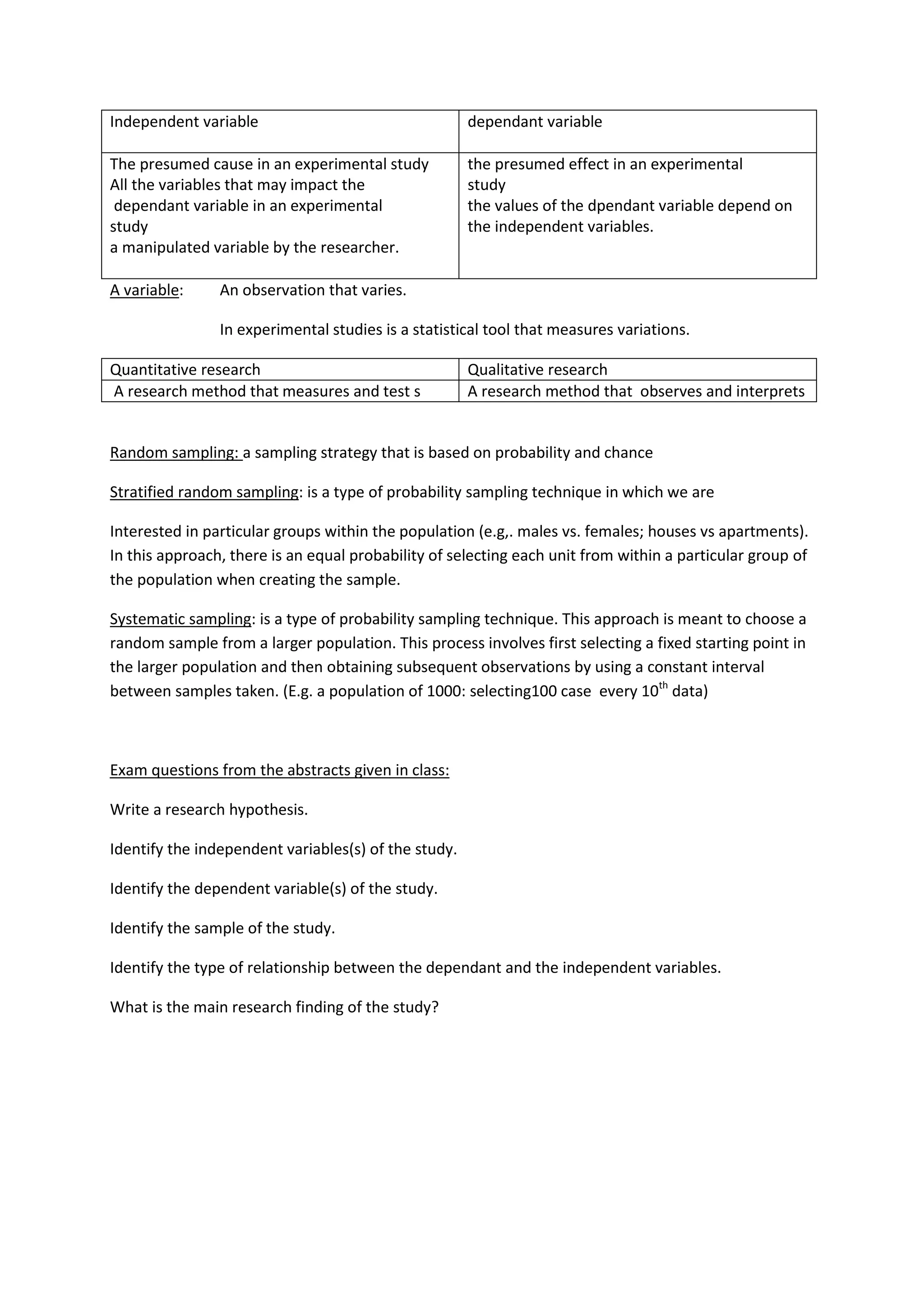 Qualitative vs Quantitative research | DOCX | Education