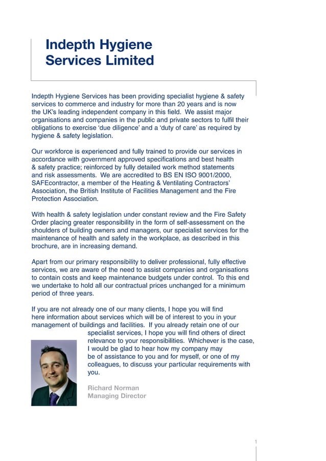 Indepth hygiene company brochure | PDF