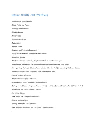 InDesign cc 2017 - the essentials | PDF