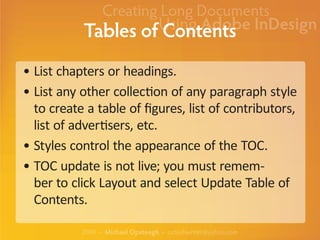 Creating Long Documents Using Adobe InDesign | PPT