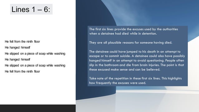 In Detention PoetryLine by line analysis | PDF | First Aid | Injuries