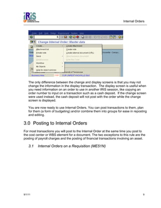 Internal Orders Detailed config | PDF