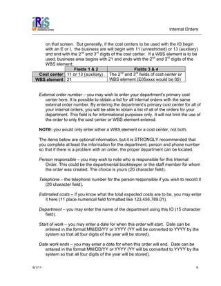 Internal Orders Detailed config | PDF