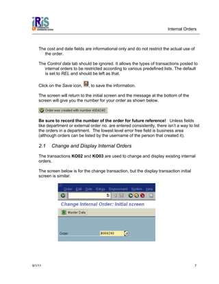 Internal Orders Detailed config | PDF